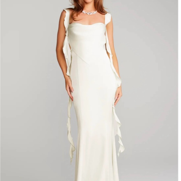 Nana Jacqueline | Dresses | White Strapless Dress With Ruffle Detail ...